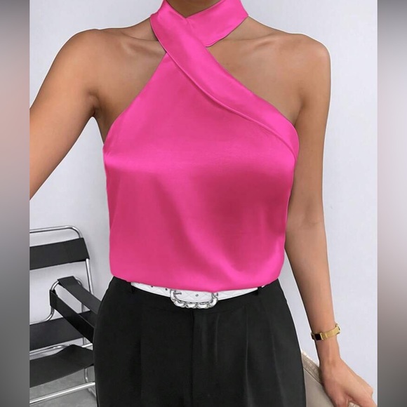 Tops | Luxe One Shoulder Satin Top | Poshmark